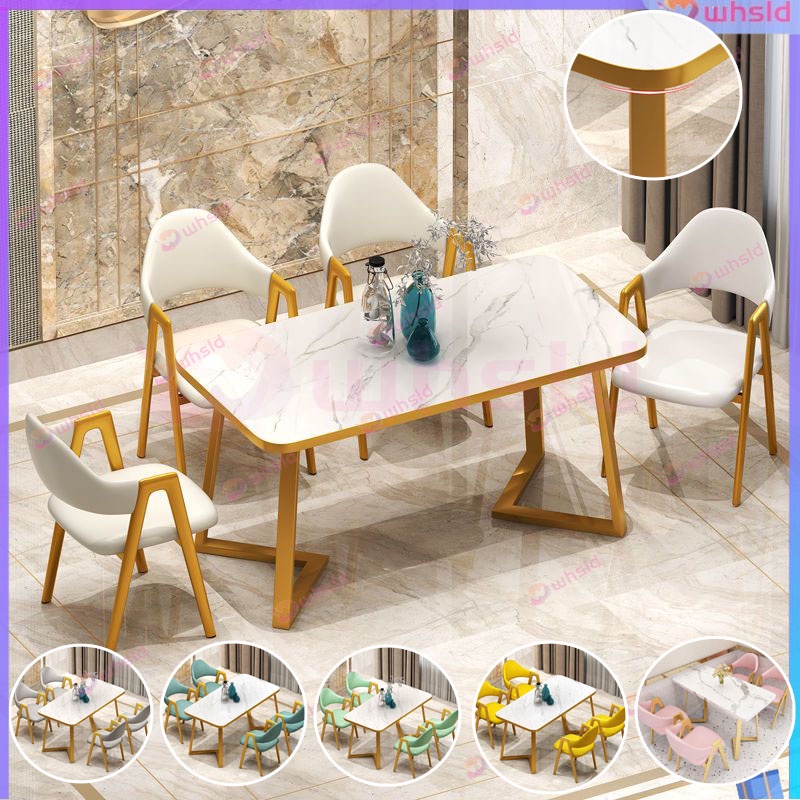 Italian Light Luxury Dining Tables and Chairs Set Milk Tea Shop Coffee ...
