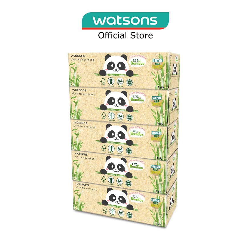 WATSONS Bamboo 3-ply Tissue Box 5s x 12 packs per carton | Shopee Singapore