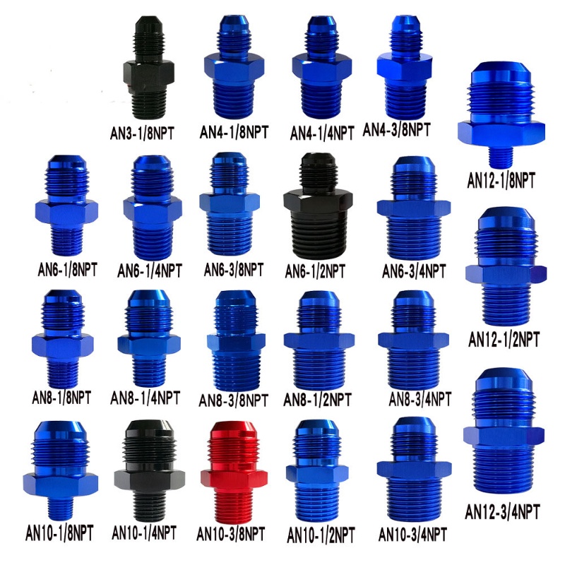 Universal AN3 AN4 AN6 AN8 AN10 AN12 To 1/2 1/4 3/4 1/8 3/8NPT Straight Fuel Hose Adapter Pipe ...