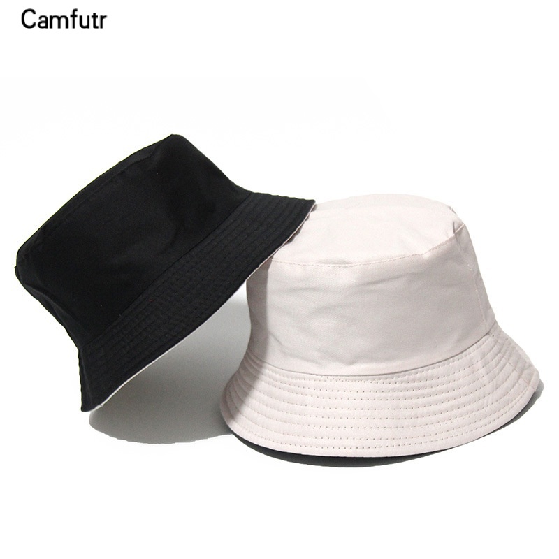 Black Solid Bucket Hat Two side Wear Unisex Bob Caps Hip Hop Gorros Men ...