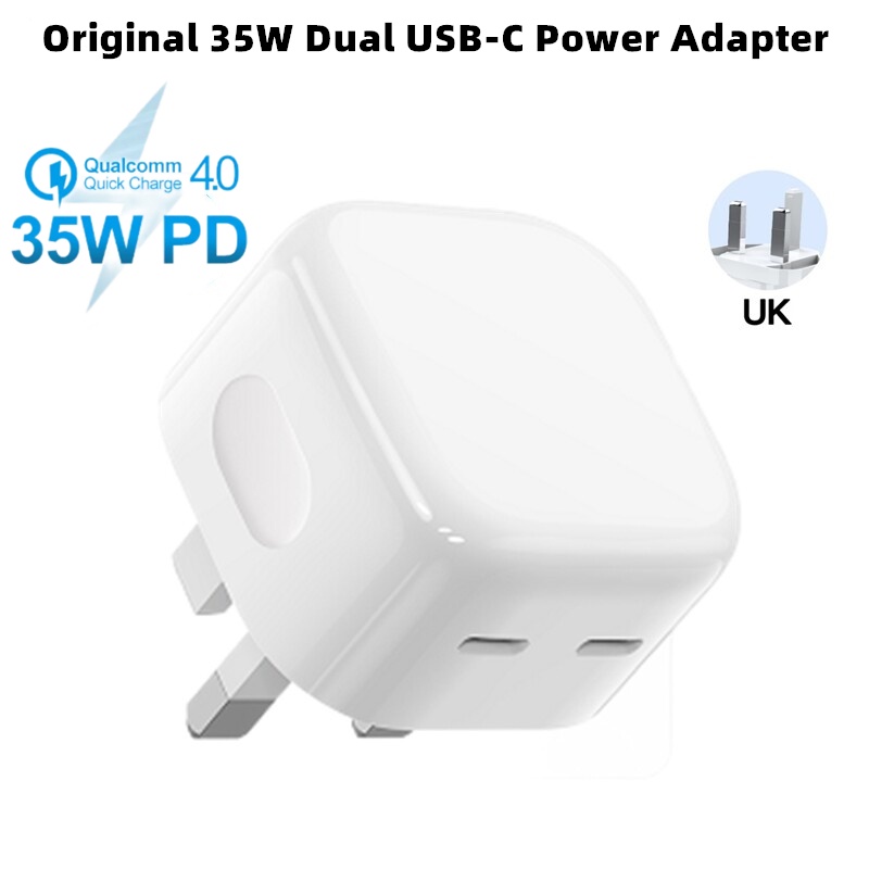 35W USB-C Power Adapter Dual Type C Port PD Fast Charging UK Plug Wall ...