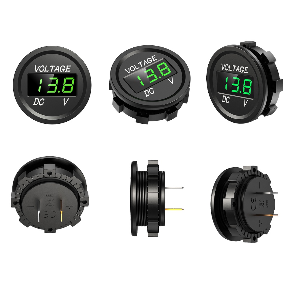 DIYMORE DC 12V LED Digital Voltmeter Round Panel Waterproof for Boat ...