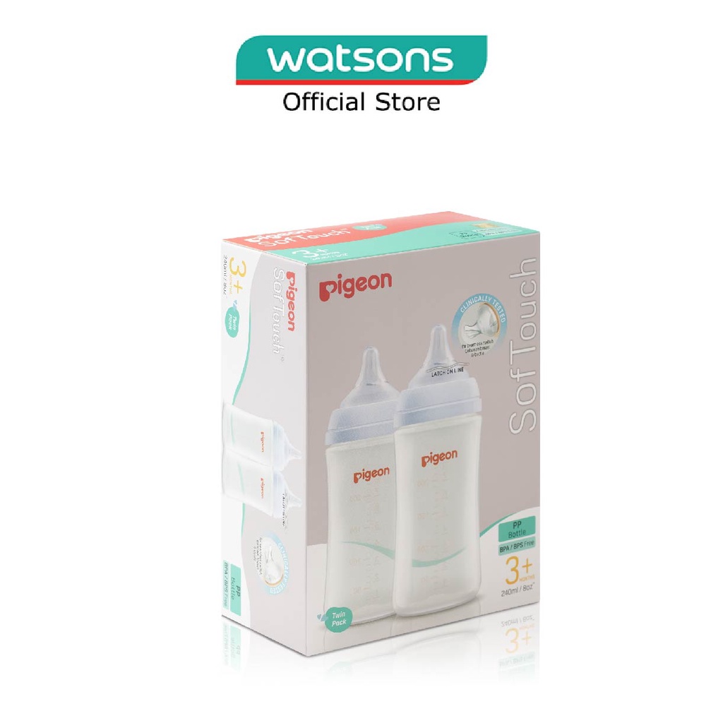 PIGEON Softouch 3 Nursing Bottle PP Twin Packset (3+ months) 240ml x 2s | Shopee Singapore