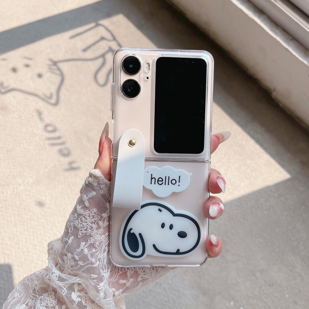 Casing for OPPO Find N2 N3 Flip Clear PC Bumper Shell Cartoon Snoopy ...