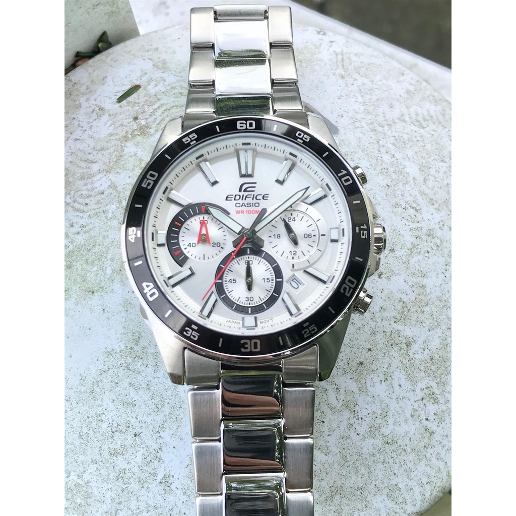 Casio Edifice EFV-550D-7A White Chronograph Stainless Steel Analog Men ...