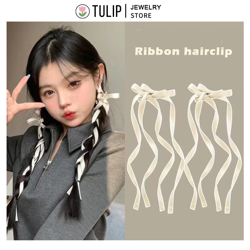 Bowknot Ribbon Hair Clip Hair Binding Headband Girls Hair Rope Side ...