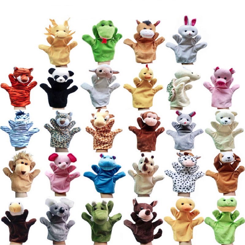 Cartoon Animal Hand Puppet Plush Toys Mouth Movable Elephant Bear ...