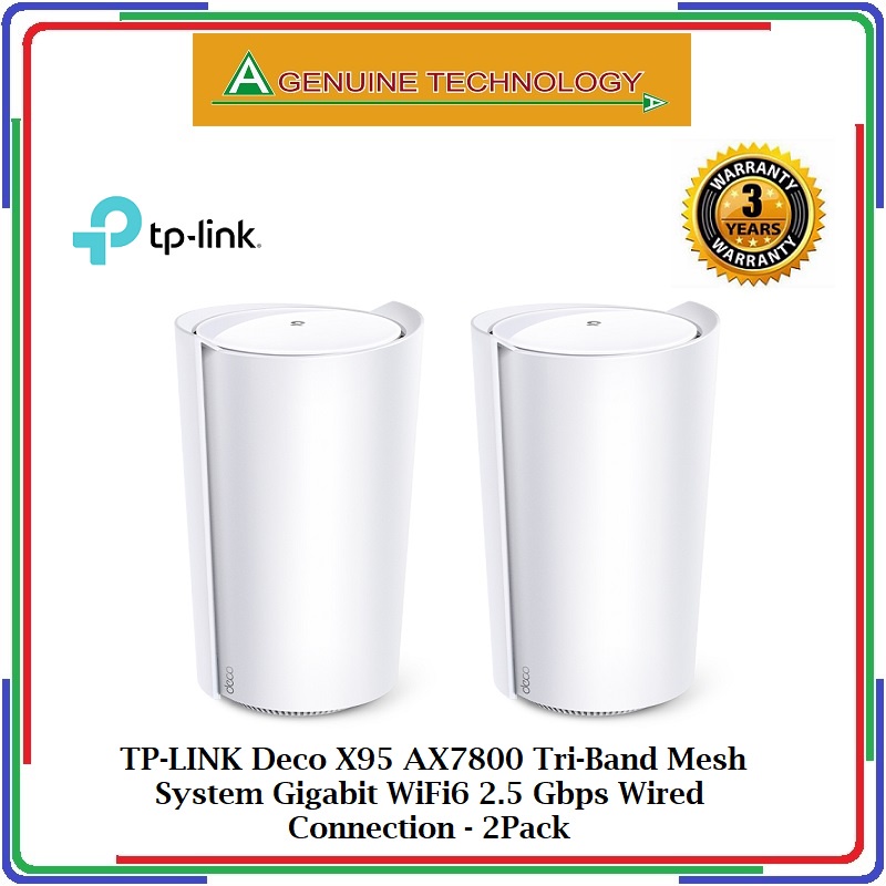 TP-LINK Deco X95 AX7800 Tri-Band Mesh System Gigabit WiFi6 2.5 Gbps ...