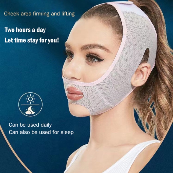 Face-lift artifact to remove nasolabial folds and face-lift bandage to ...