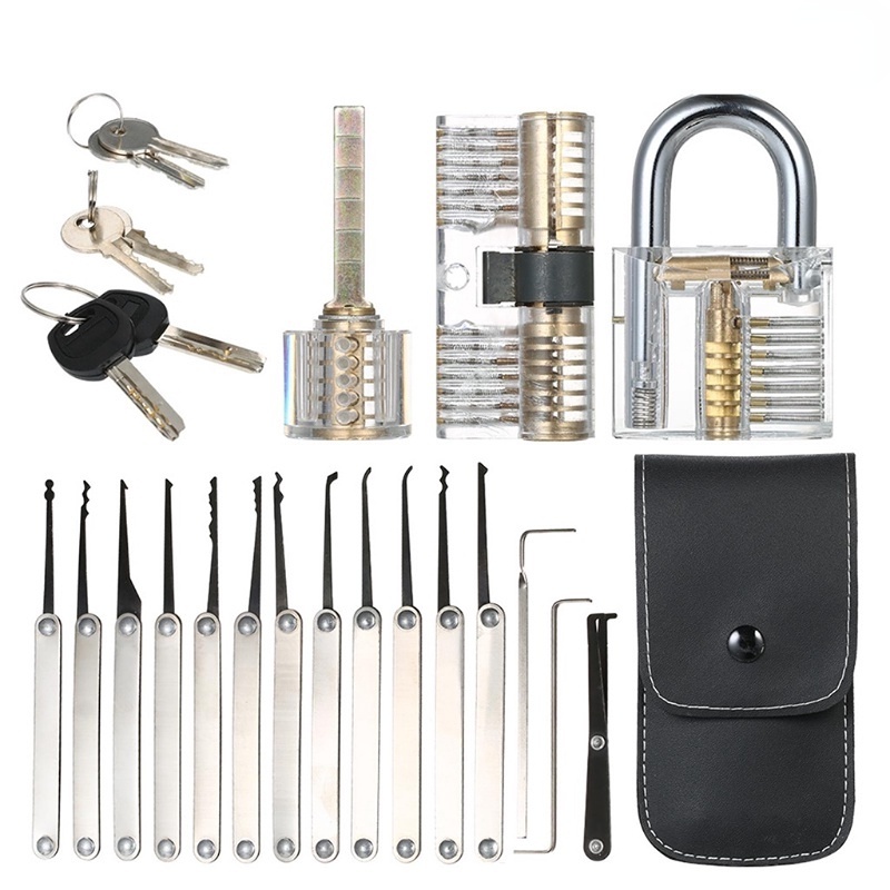 15pcs Lock Picking Set Kit Tool with Transparent Practice Training ...