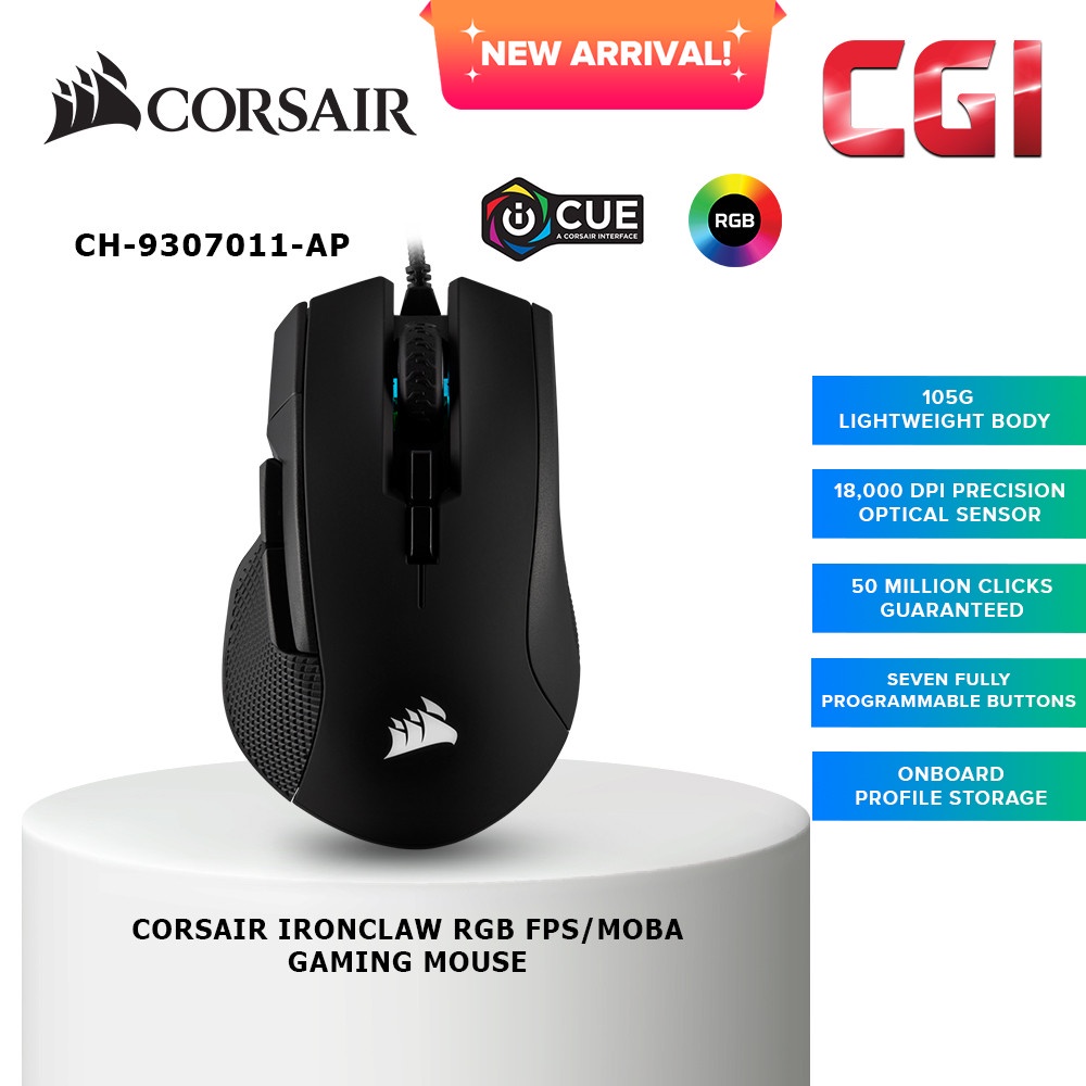 Corsair Ironclaw RGB FPS/MOBA Gaming Mouse (CH-9307011-AP) | Shopee ...