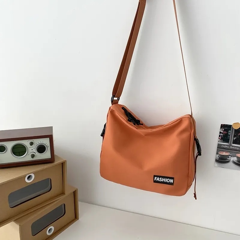 Japanese Solid Color Simple Canvas Bag Female Casual Crossbody Bag Boys ...