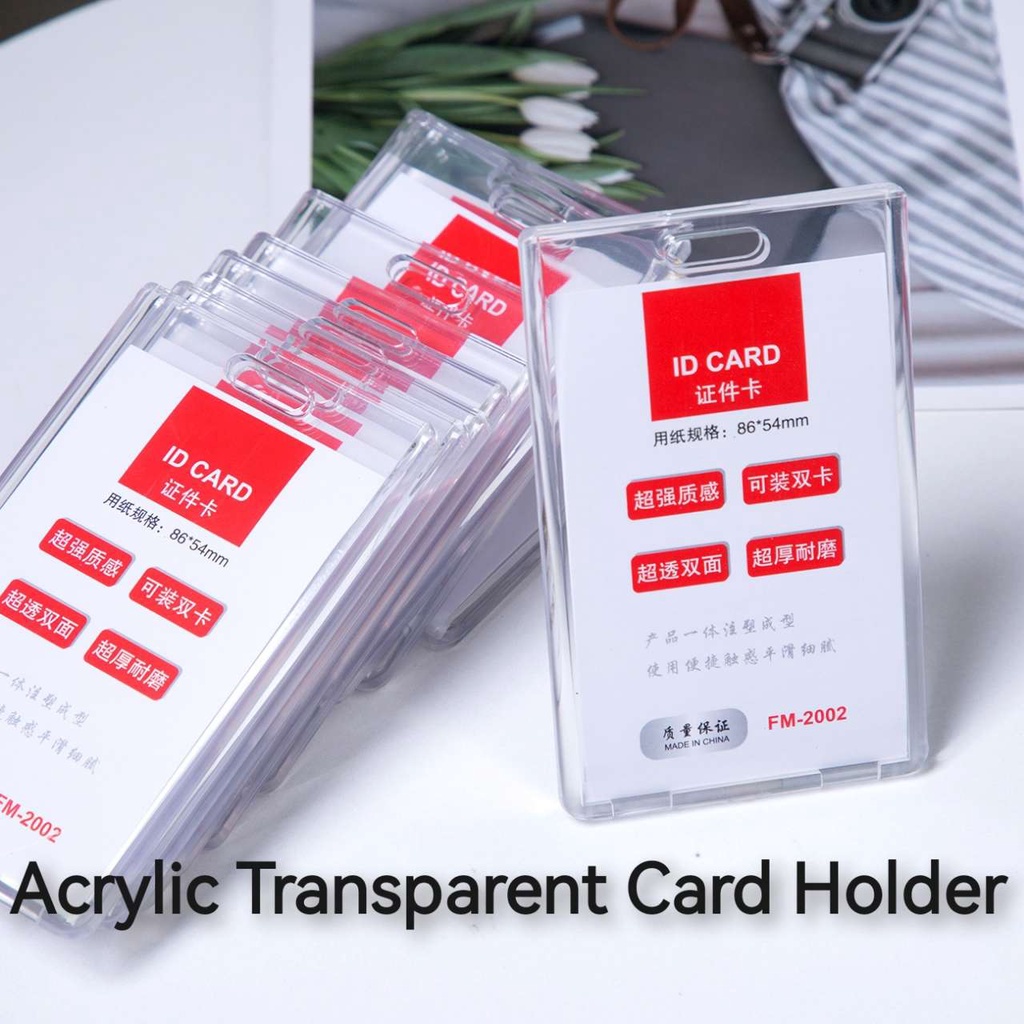 Name Tag Holder Access Card Single ferrule Acrylic Transparent ID Badge ...