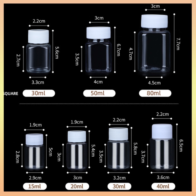 15ml/20ml/30ml/100ml Plastic PET Clear Empty Seal Bottles Solid Powder ...