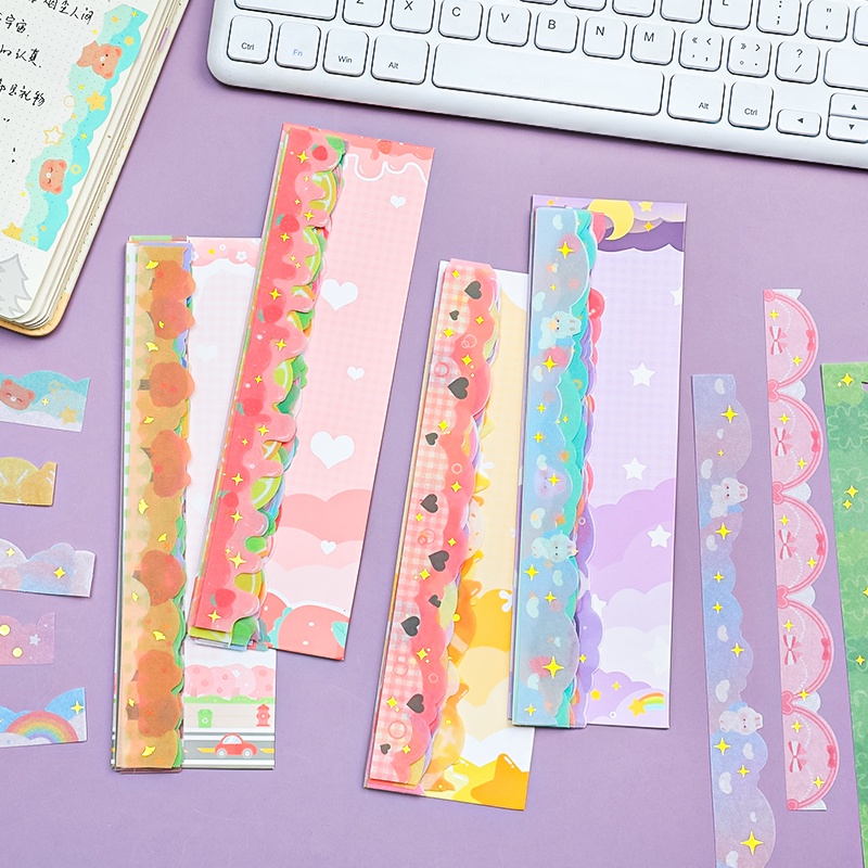 20 Sheets Lovely Cartoon Landscape Border Stickers Pack Student Diary ...