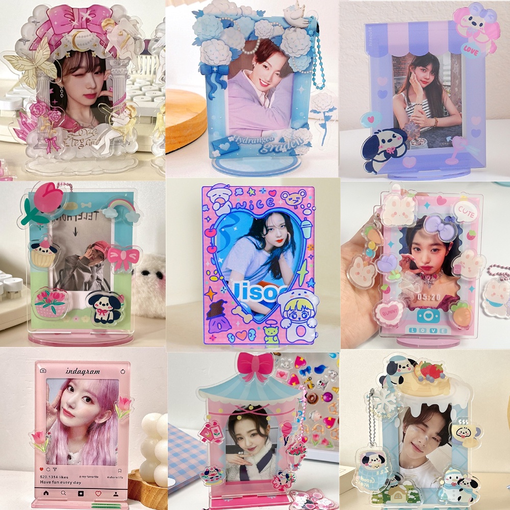 Korean 3 Inch Acrylic Photo Frame Card Holder with Cute Cartoon ...
