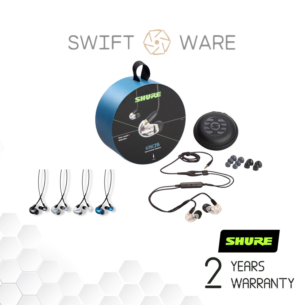 Shure Aonic 215 In-Ear Monitoring Earphone with Remote and Mic Controls ...