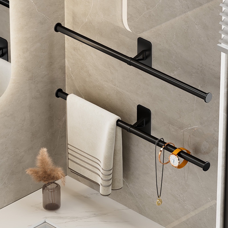 MOMO LIFE Towel Rack Towel Hanger Bath Towel Holder Wall Hanging Black ...