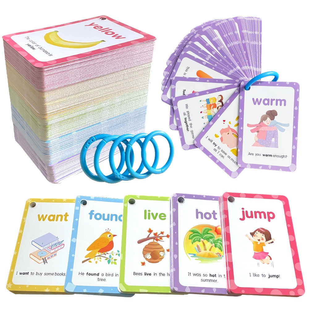 220 Cards Sight Words Flashcards with Pictures&Sentences 5 Levels High ...