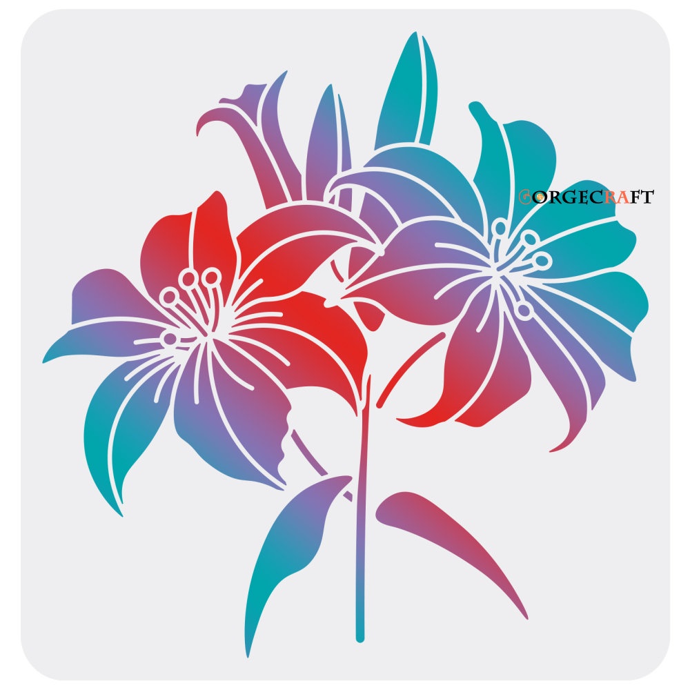 1pc Lily Stencils 30x30cm Easter Lilies Stencils Square Reusable Lilies ...