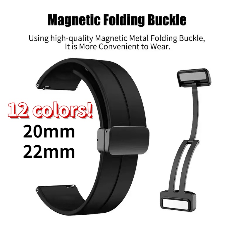 Magnetic Buckle Watchband Silicone Watch Strap 20mm 22mm Universal ...