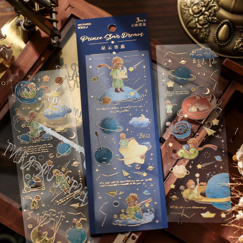 3 Sheets Bronzing The Little Prince Series Stickers Transparent DIY ...