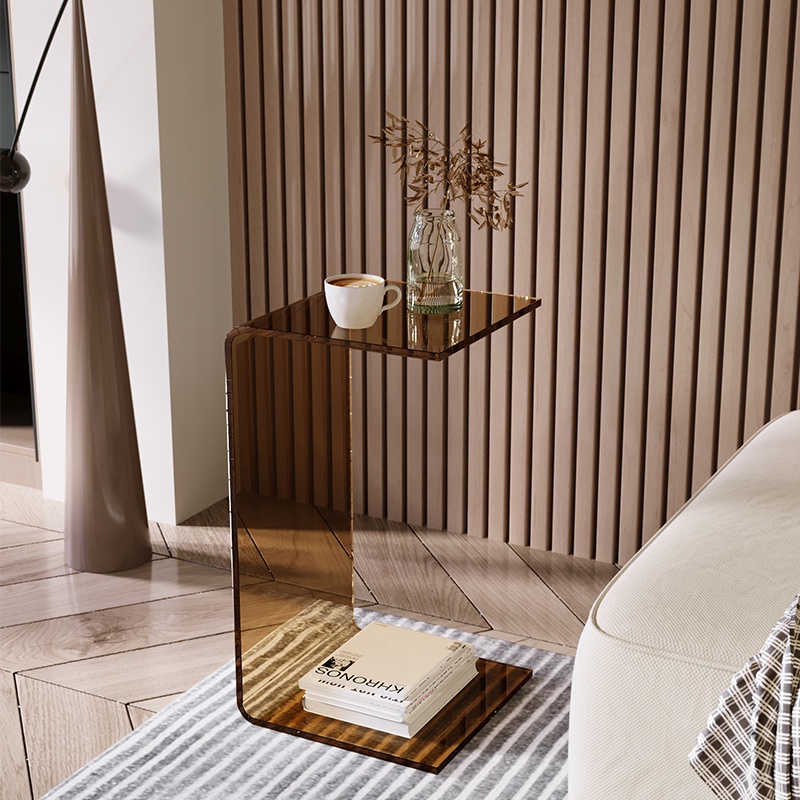 Acrylic Side Table Light Luxury Sofa Side Table Italian Minimalist Side ...