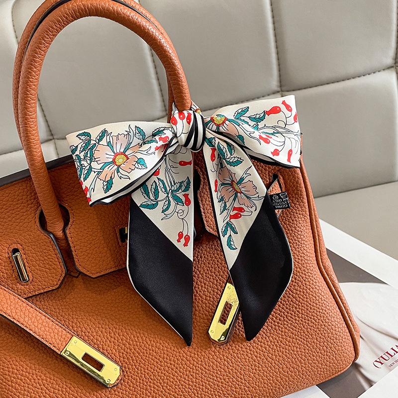 [ready stock] new fashion women printed silk scarf bag scarves handle ...