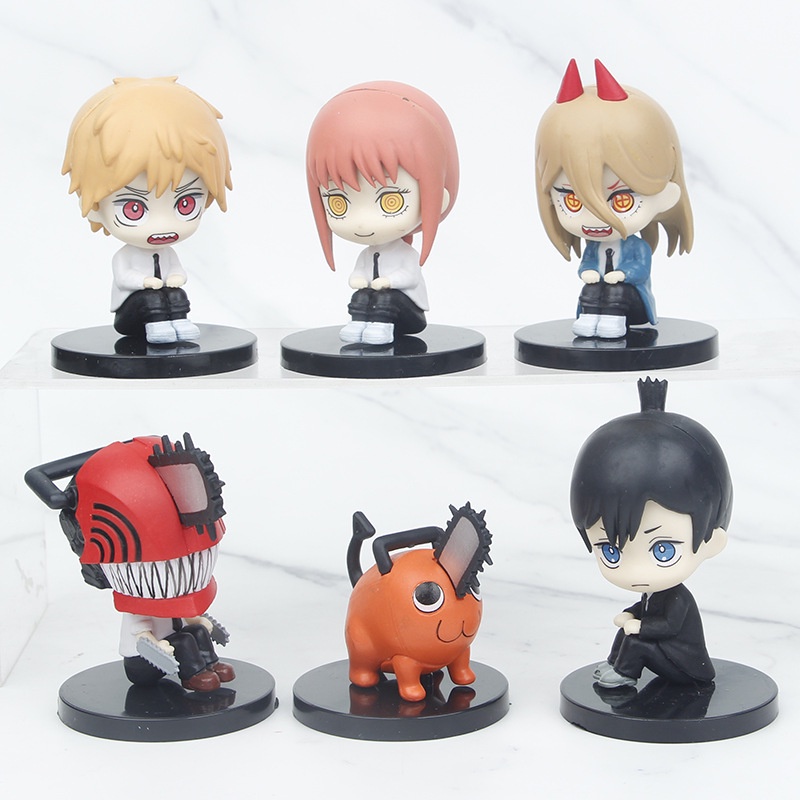 6PCS Set Figurine Chainsaw Man Denji Pochita Power Hayakawa Aki Makima ...