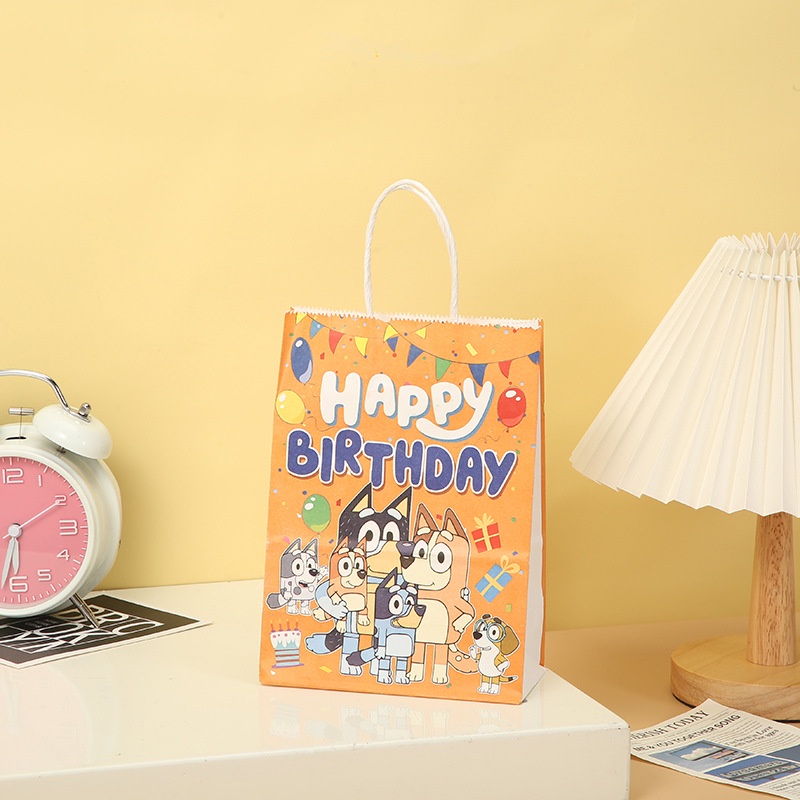 Bluey Theme Cartoon Cute Kraft Paper Handbag Bagging Christmas Gift ...