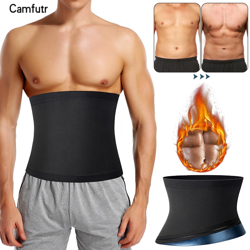 Mens Abdomen Reducer Sauna Body Shaper Fitness Sweat Trimmer Belt Waist ...