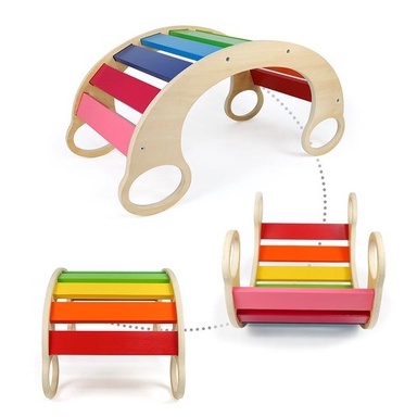 Familygongsi Wooden Rainbow Rocker Indoor Universal Wooden Rocking Play ...