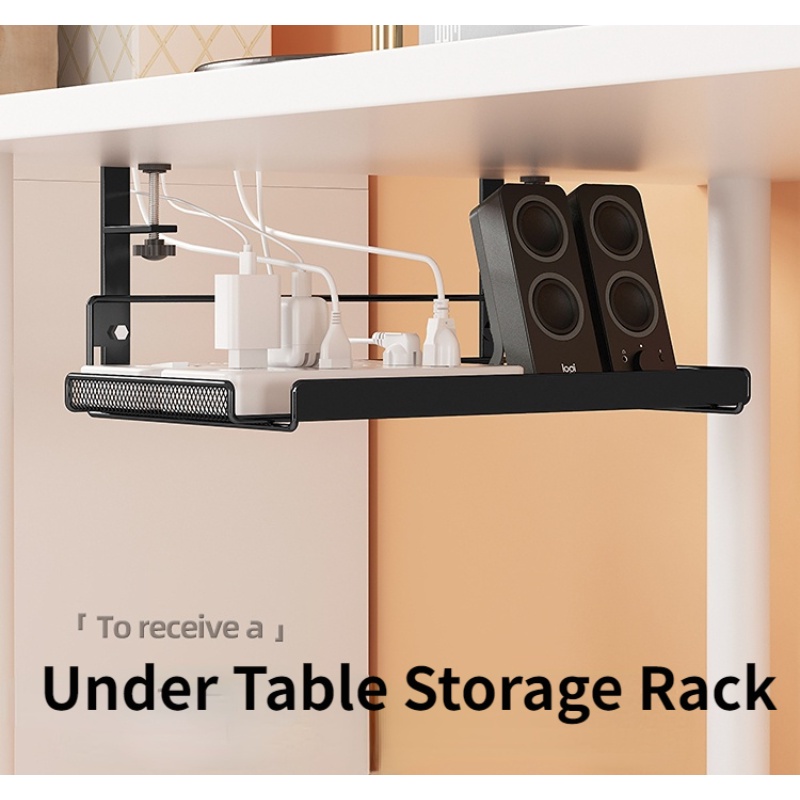 Home Office Desk Wire Organizers Under Table Storage Rack Wire Desk ...