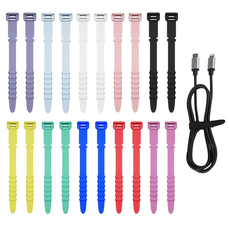 Fishbone Cable Organizer Silicone Wire Binding Data Cable Tie Marker ...