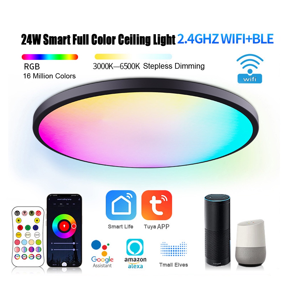 New 24W RGB Ceiling Light Dimmable Tuya Wifi Smart LED Lighting RGB CW ...