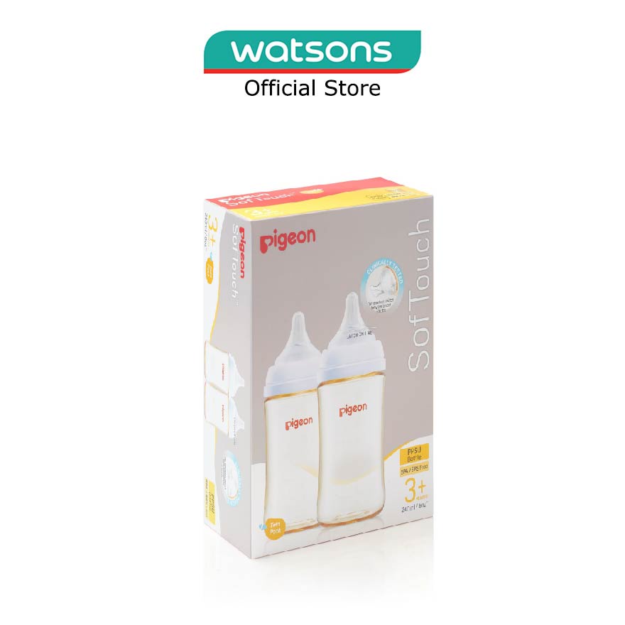 PIGEON Softouch 3 Nursing Bottle PPSU Twin Packset (For 3+ months) 240ml | Shopee Singapore