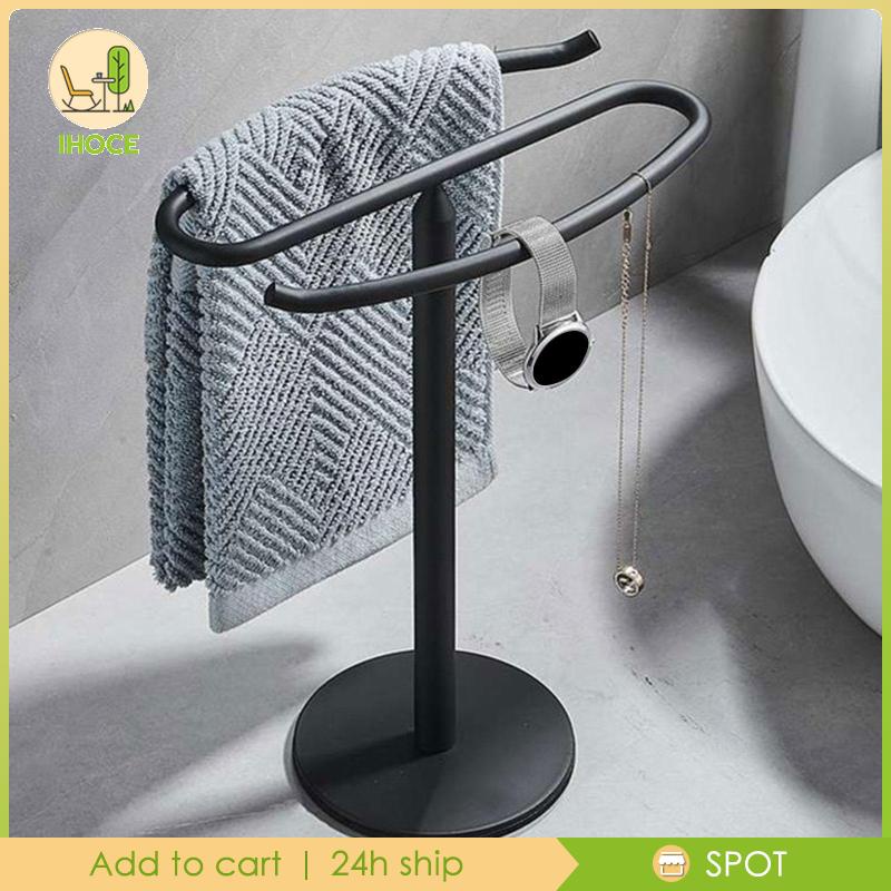 [Ihoce] Simple Bath Towel Stand Desk Stainless Steel Freestanding Towel ...