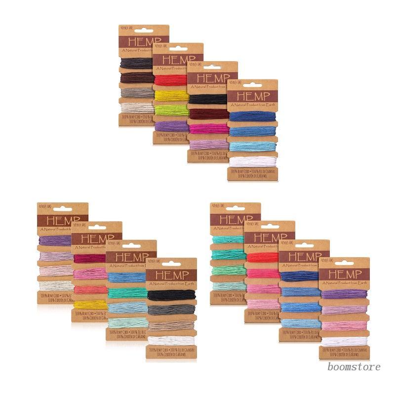 Boom 16 Colors Waxed Hemp Cord 1mm 4 Cards Flax String Colored Wax ...