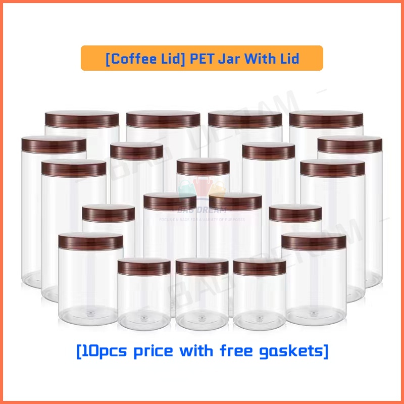 [10pcs Price] Empty PET Plastic Transparent Jar With Coffee Lids ...