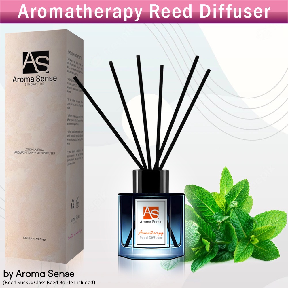 Aroma Sense Peppermint Aromatherapy Reed Diffuser (50ml), use for ...