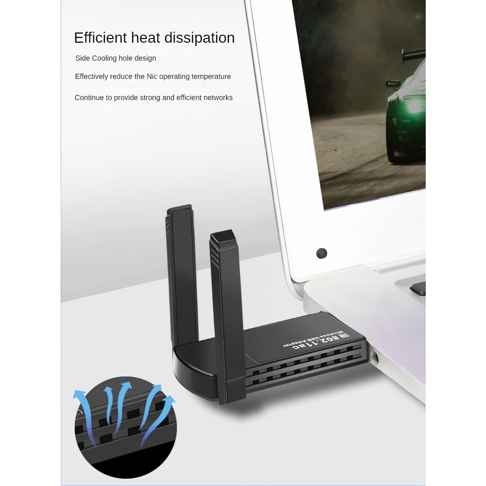 1800M USB WIFI 6 Adapter Dual Antenna 1300M Network Card AX1800 Dual Band 2.4G 5G WiFi Adapter ...