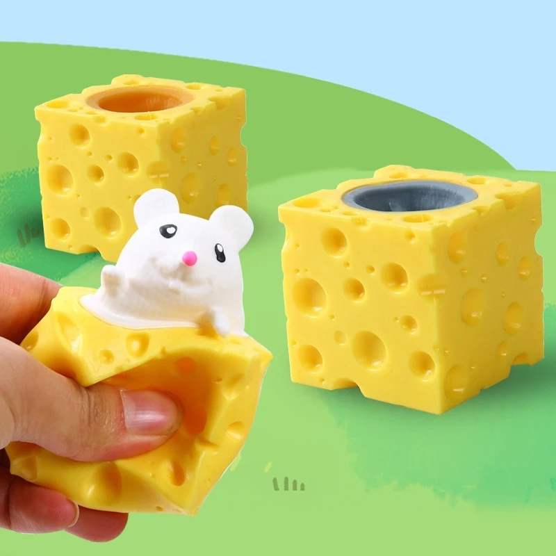 Funny Cheese Block Squeeze Toy Children Cartoon Cute Stress-relieving ...