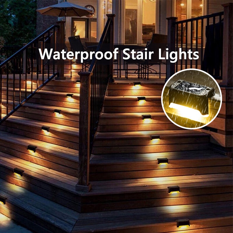 Warm White Garden Landscape Step Deck Lights Lampu Solar outdoor Waterproof LED Solar Lamp ...