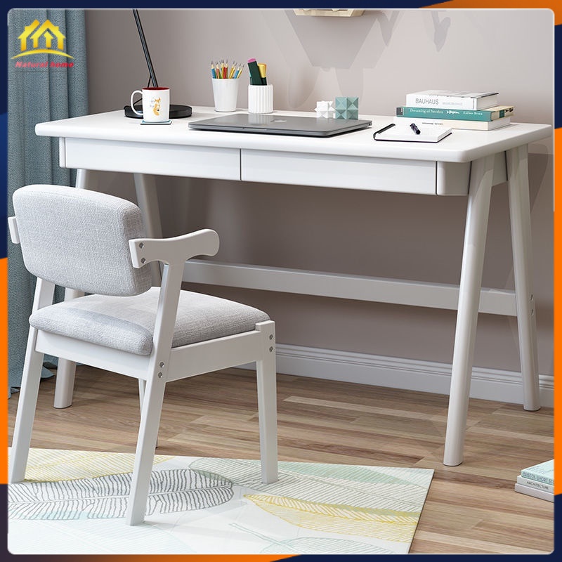 Study Table Scandinavian All Solid Wood Bedroom Office Table 80/100/120 ...