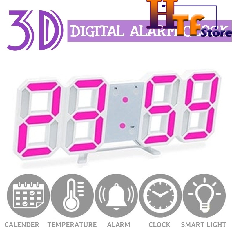 3D LED Digital Alarm Clock Temperature Display Night Mode Battery ...