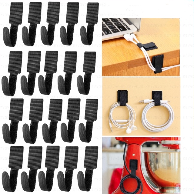 28*90mm Self-adhesive Cable Ties Black Nylon Hook Loop Cables Cord ...