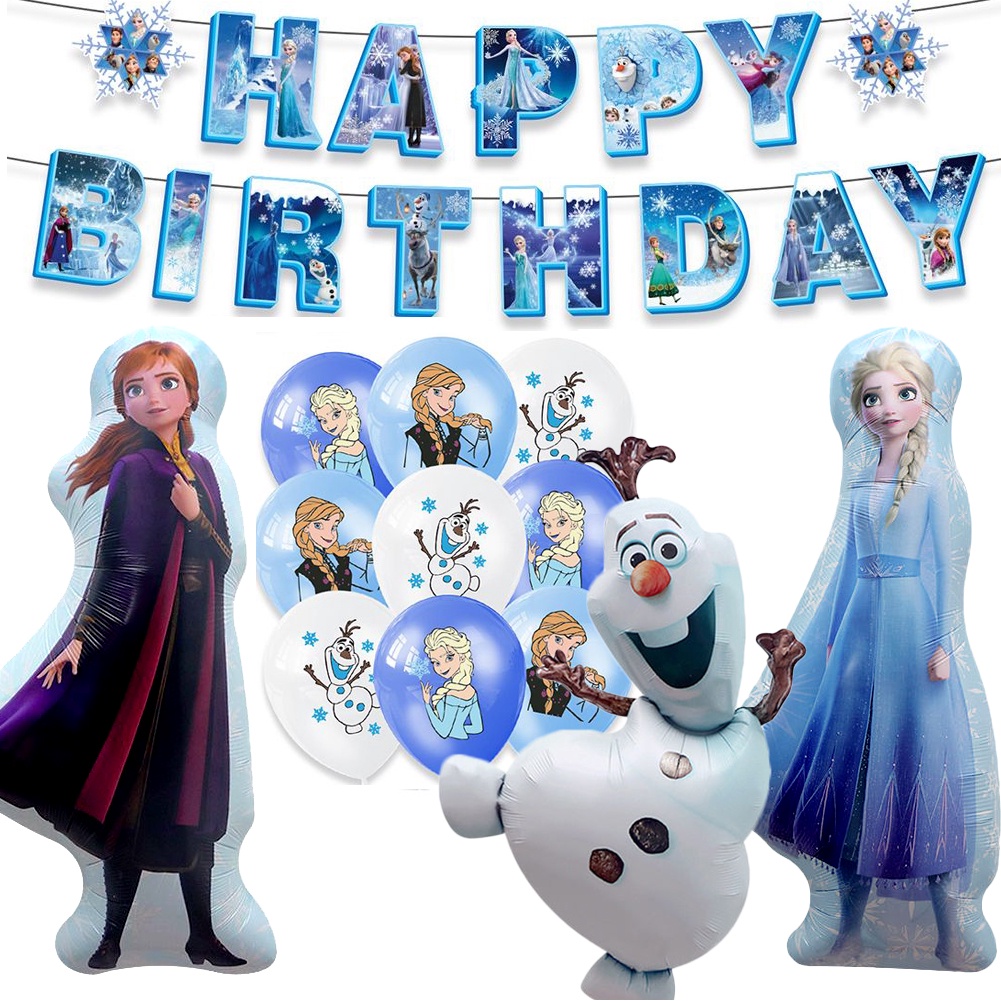 Frozen Birthday Party Decoration Elsa Anna Princess Balloons Banner ...