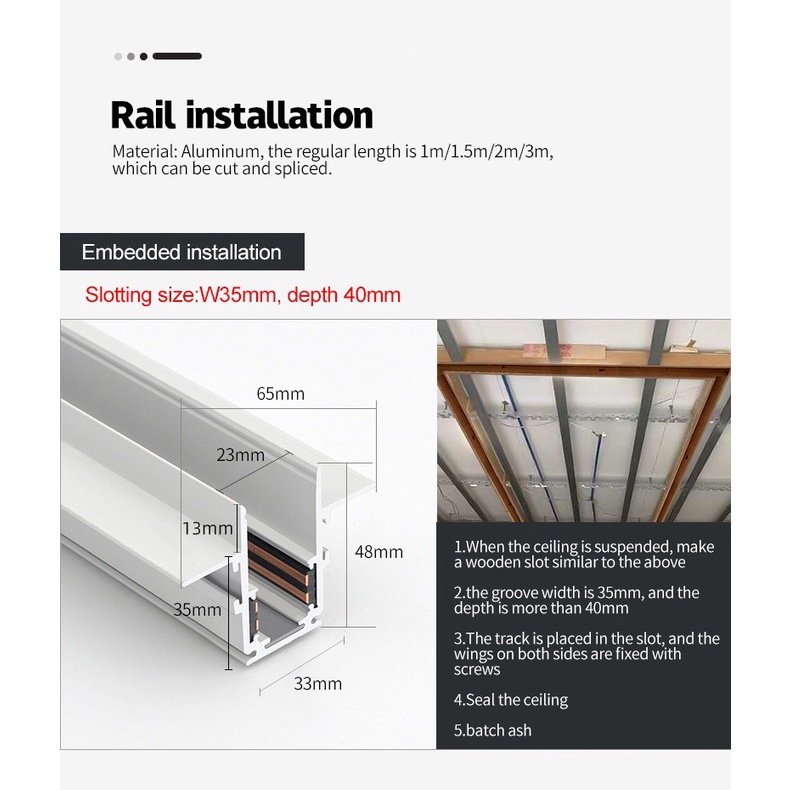 Smart White Recessed Magnetic Track Lights Dimmable 48V Surface mounted ...
