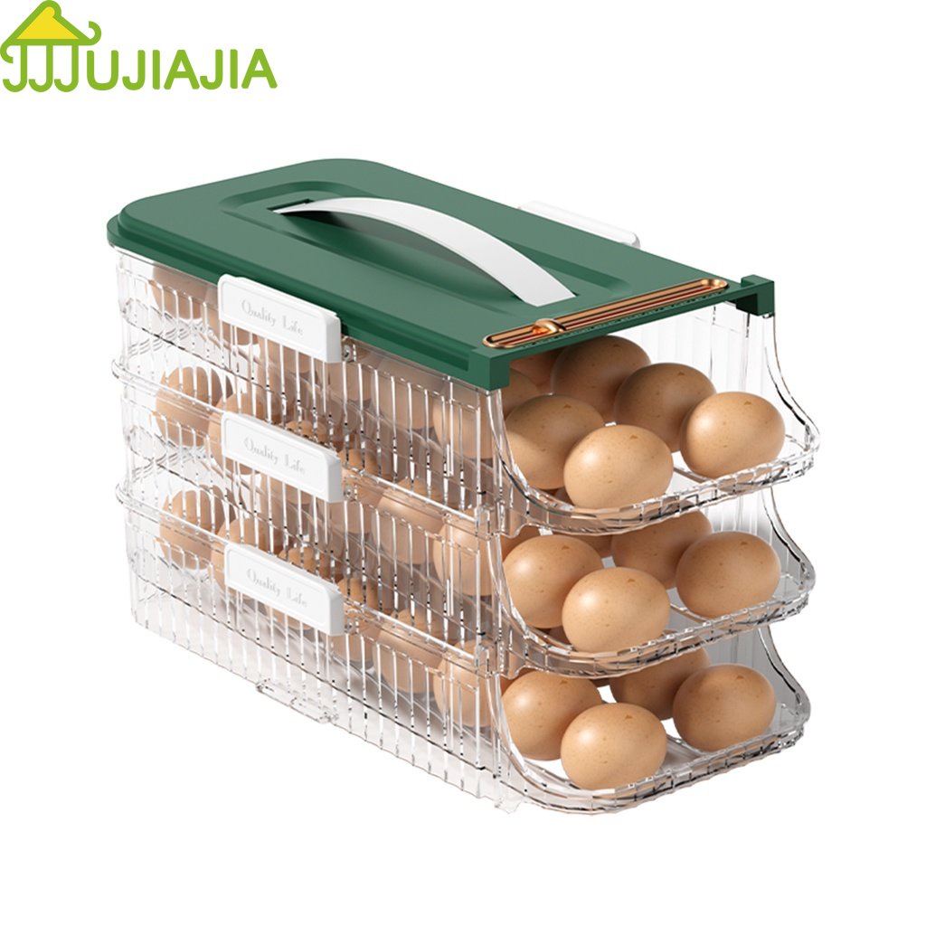 JUJIAJIA Kitchen Egg Tray Refrigerator Egg Storage Rack Automatic ...