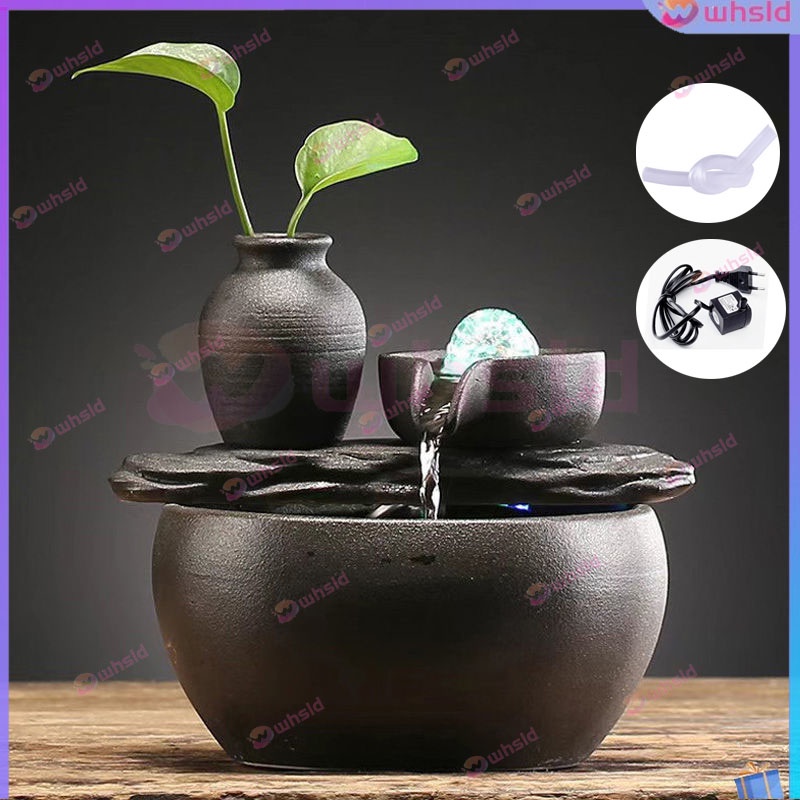 Lucky Flowing Water Ornaments Circulating Office Desktop Small Fish ...